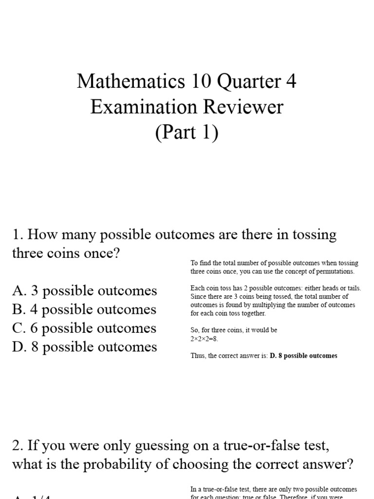 Math 10 Reviewer Part 1 | PDF | Odds | Probability