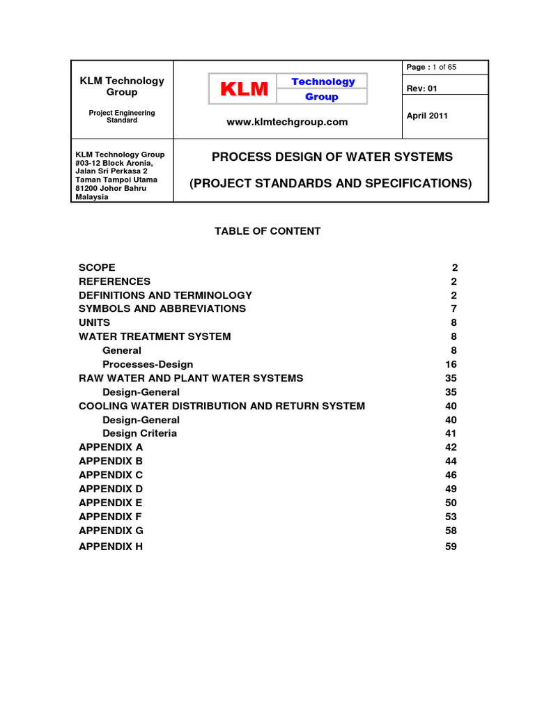 1 - PROJECT - STANDARDs - AND - SPECIFICATIONS - Design - of - Water ...