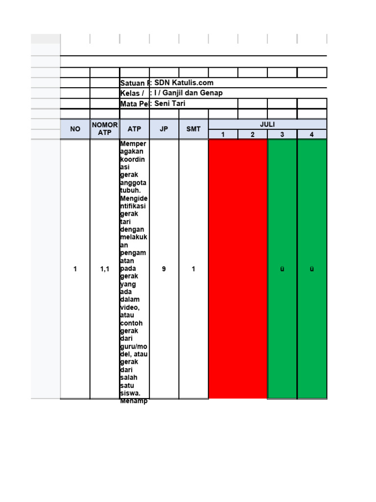 Program Semester Seni Tari Kurikulum Merdeka Kelas 1 | PDF