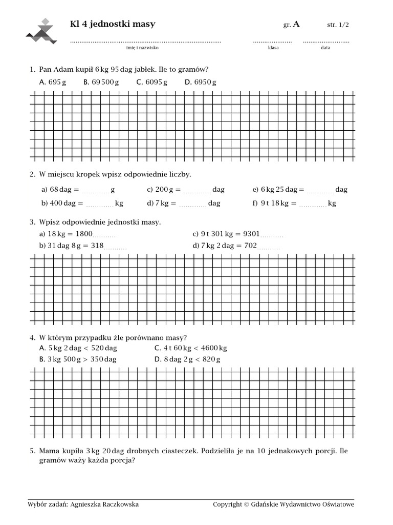 Klasowka - Jednostki Masy | PDF