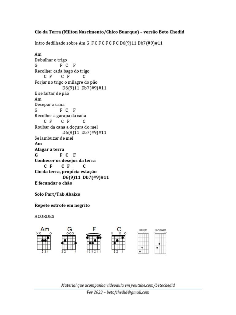 Cifras e Letra: Cio da Terra | PDF