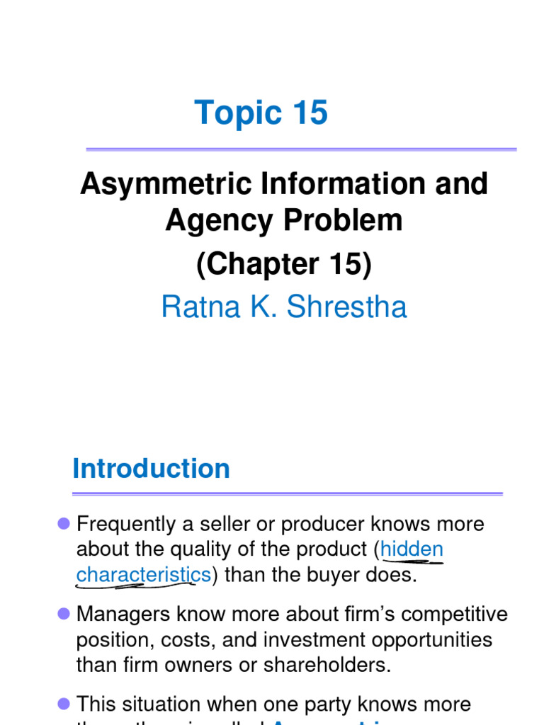 Topic 15 Asymmetric Info P | PDF | Adverse Selection | Insurance