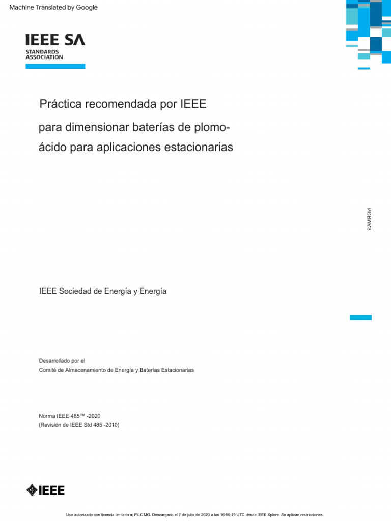 IEEE 485 2020 ES | PDF | Instituto de Ingenieros Eléctricos y ...