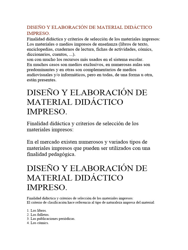 Diseño y Elaboración de Material Didáctico Impreso | PDF | Diseño | Aprendizaje
