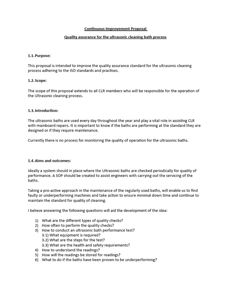 Ultrasonic Baths CI Draft | PDF | Quality Assurance | Ultrasound