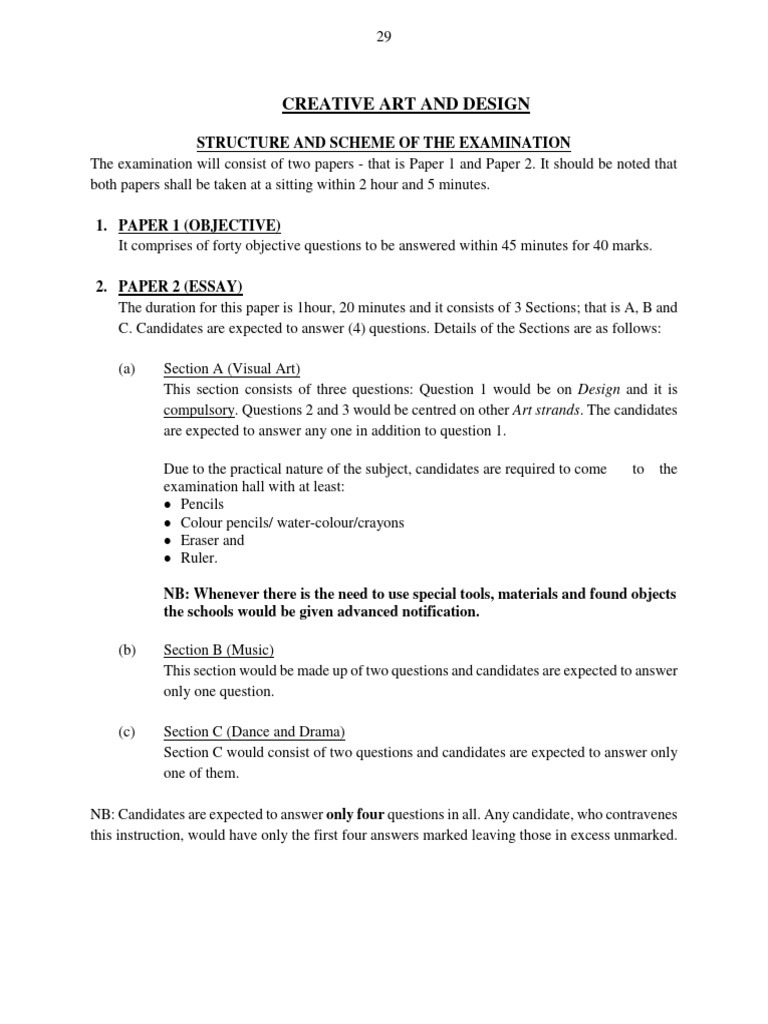 2024 BECE Creative Arts Exam Guide | PDF