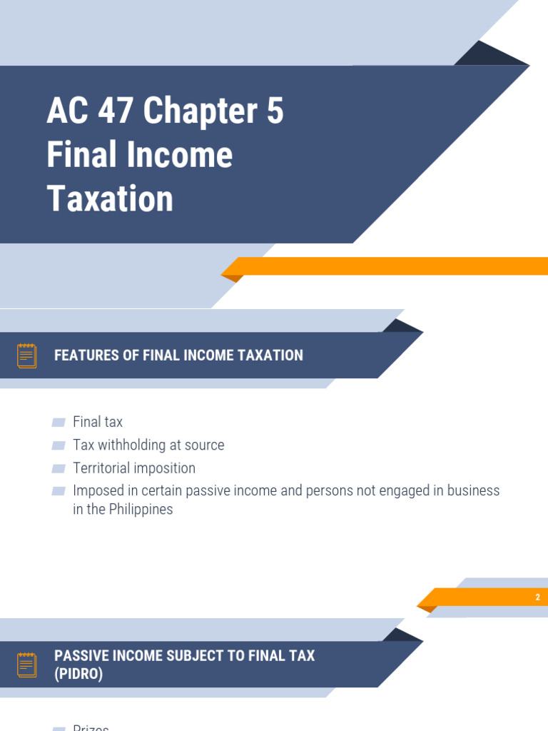 AC 47 Chapter 5 Final Income Taxation | PDF | Dividend | Capital Gains Tax