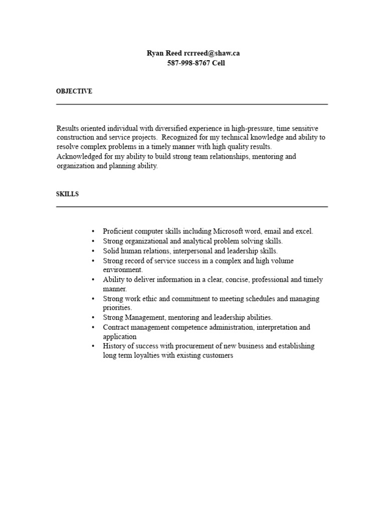 Resume Ryan Reed | PDF | Leadership | Mentorship