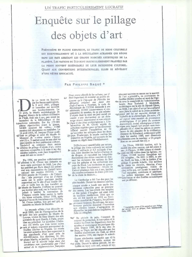 Enqu-te sur le pillage d-objets d-art | PDF