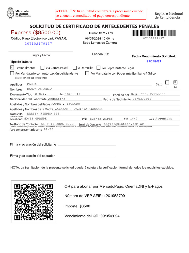 Solicitud RNR | Descargar gratis PDF | Documento de identidad