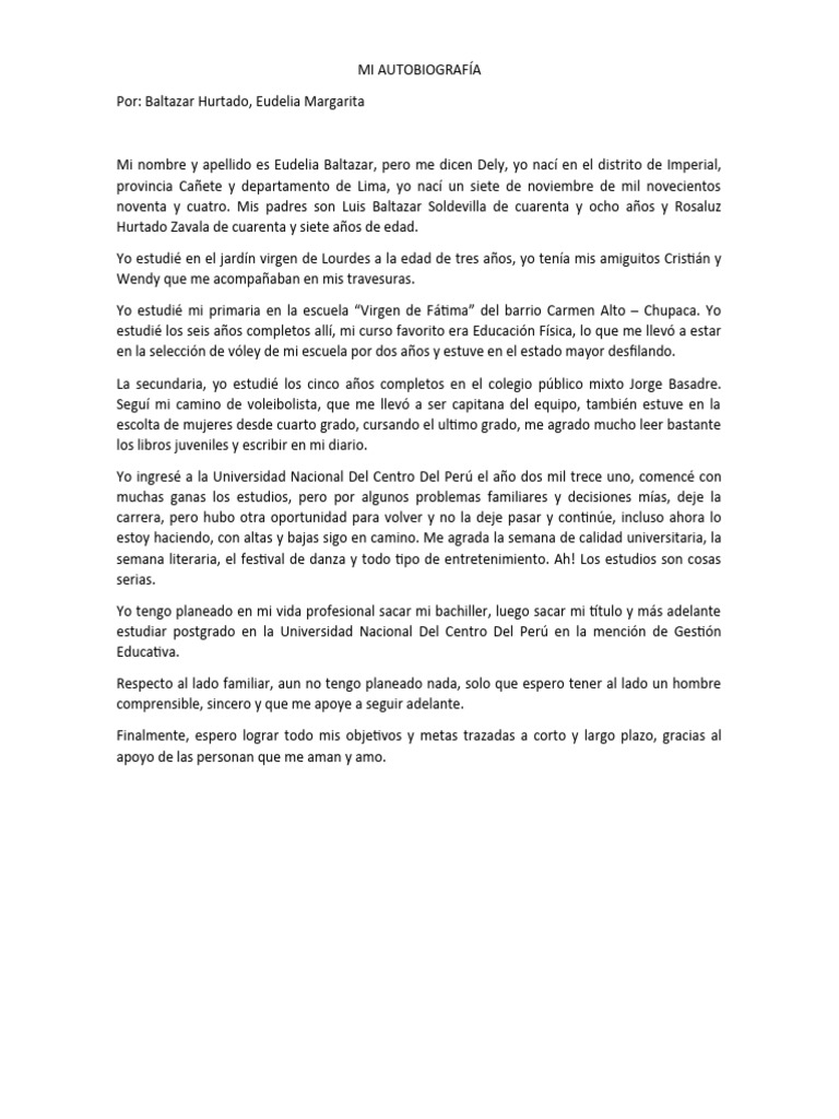 Autobiografía de Eudelia Baltazar | PDF