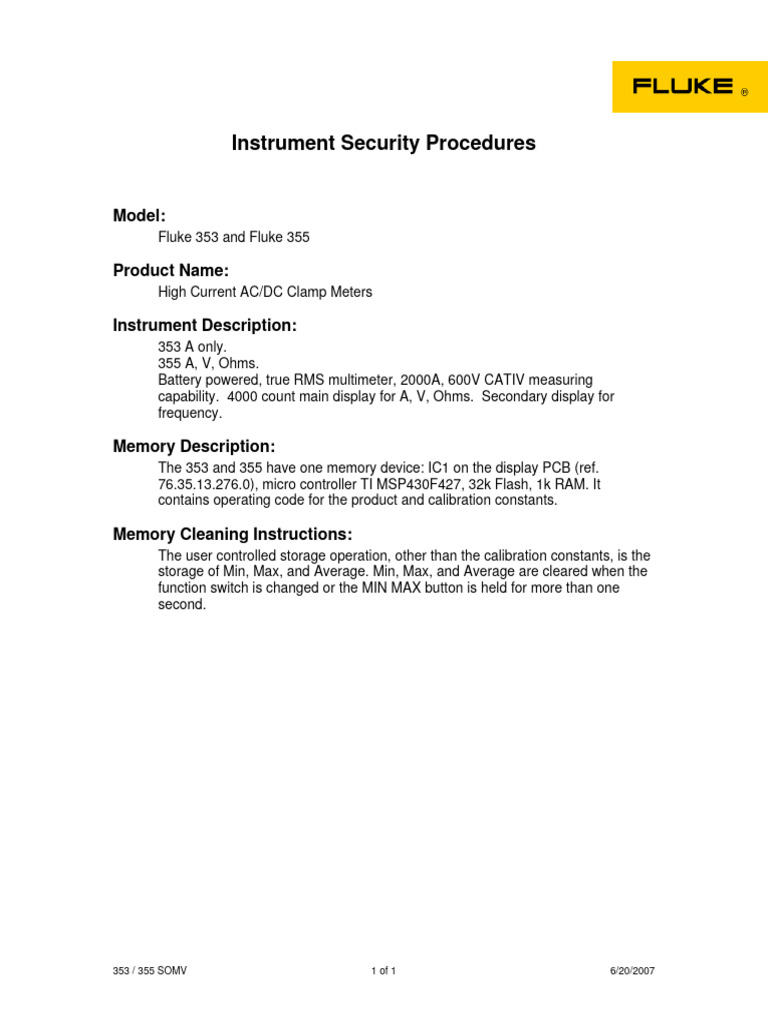 Declaracion de Voltabilidad Pinza Amp Fluke 355 | PDF | Computers | Technology & Engineering
