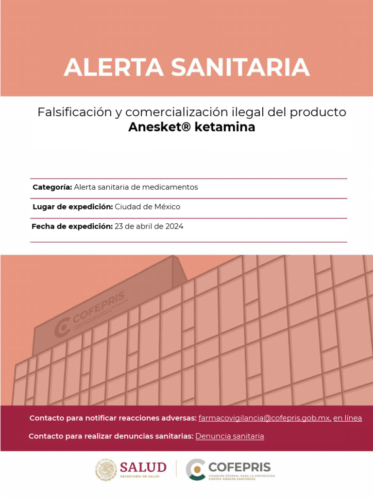 Alerta Sanitaria ANESKET 23042024 | PDF | Cuidado de la salud ...