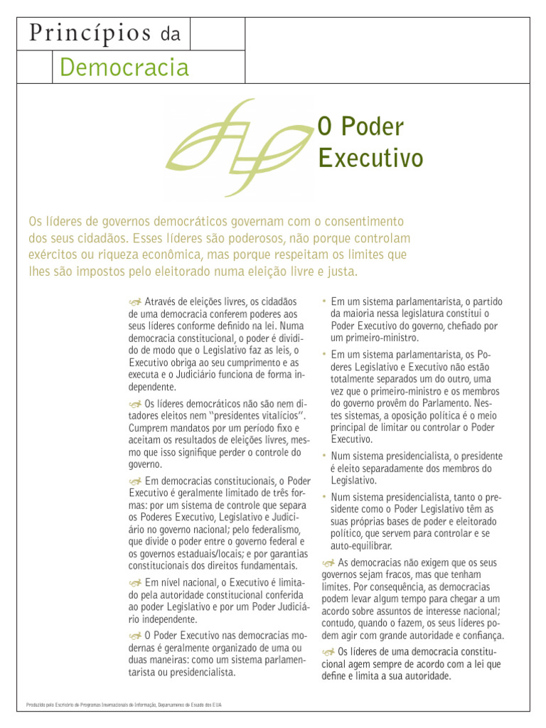 Princípios Da Democracia - Poder Executivo 120849 | Download grátis PDF | Democracia ...