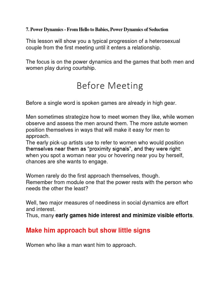 Power Dynamics - From Hello To Babies, Power Dynamics of Seduction ...