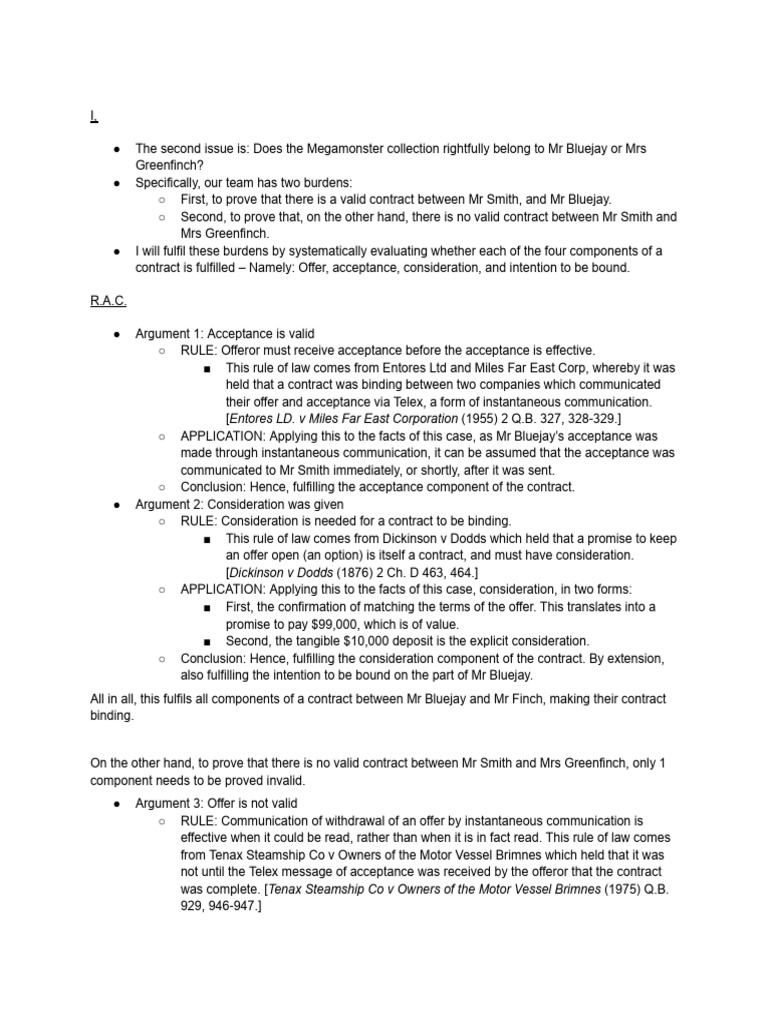 Janine Tan IRAC | PDF | Offer And Acceptance | Legal Concepts