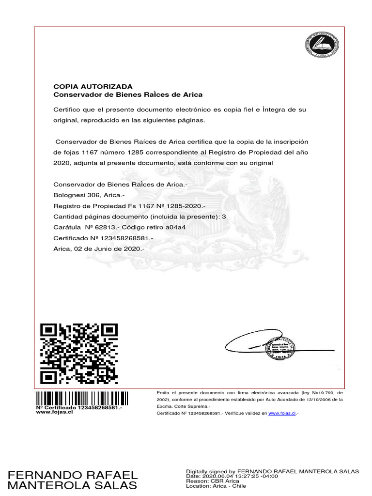 PACHICA - CBR - Certificado Dominio Vigente - 2020.06.02 | PDF