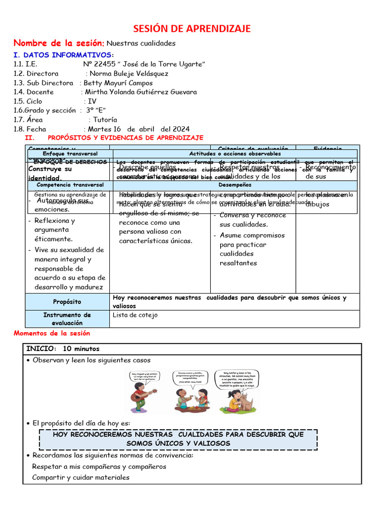 SESION DE Tutoría 16 | PDF | Ciencia cognitiva | Conceptos psicologicos