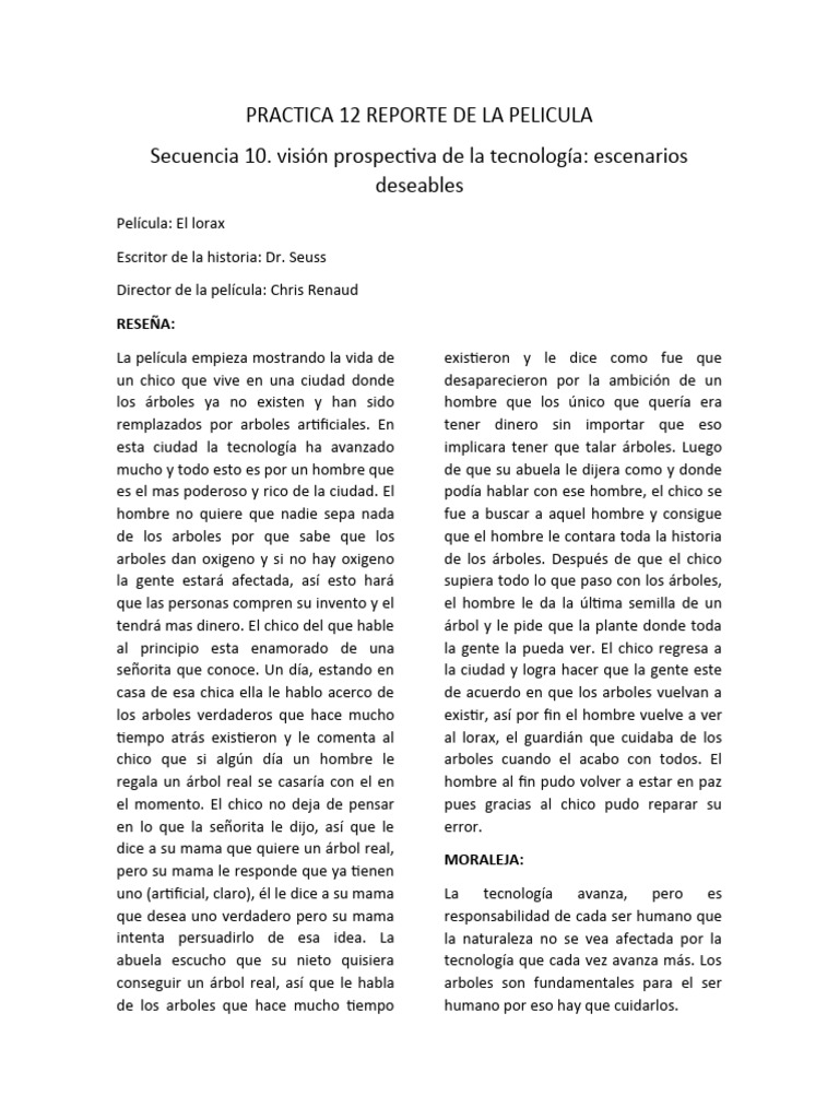 Practica 12 Reporte de La Pelicula | PDF
