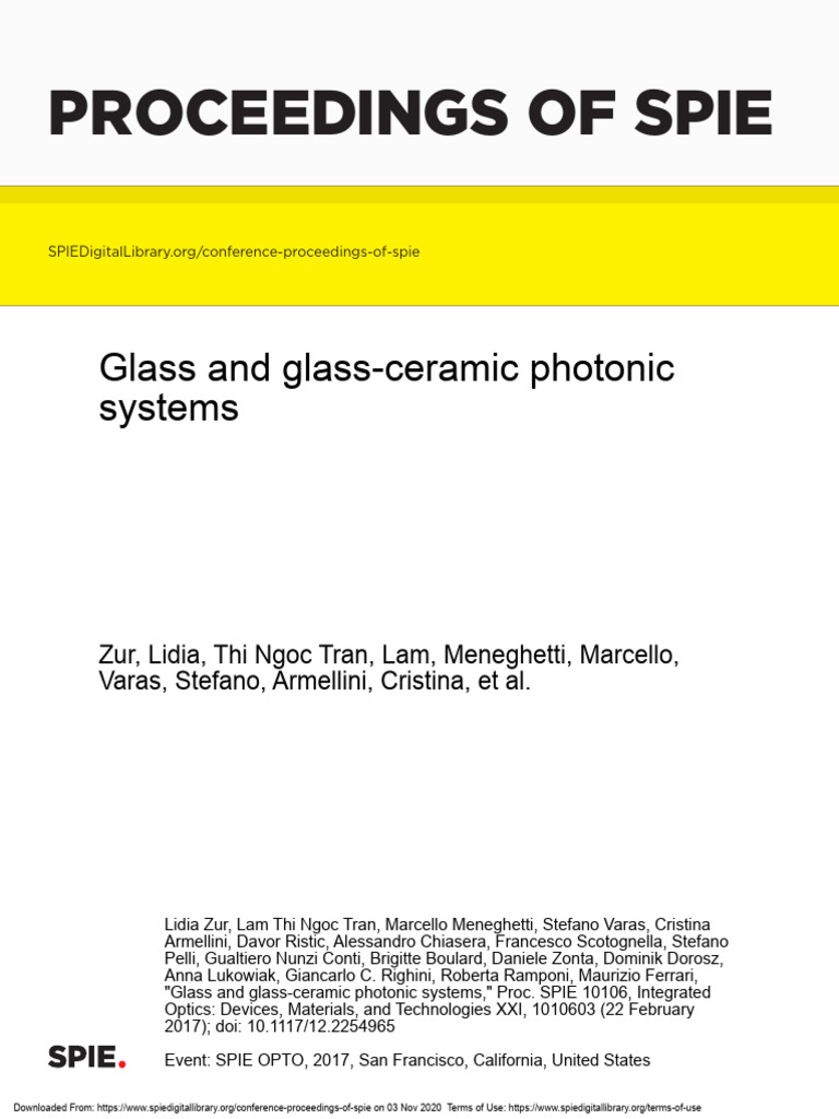 Glass-Ceramic Photonic Systems Overview | PDF | Ceramics | Glasses