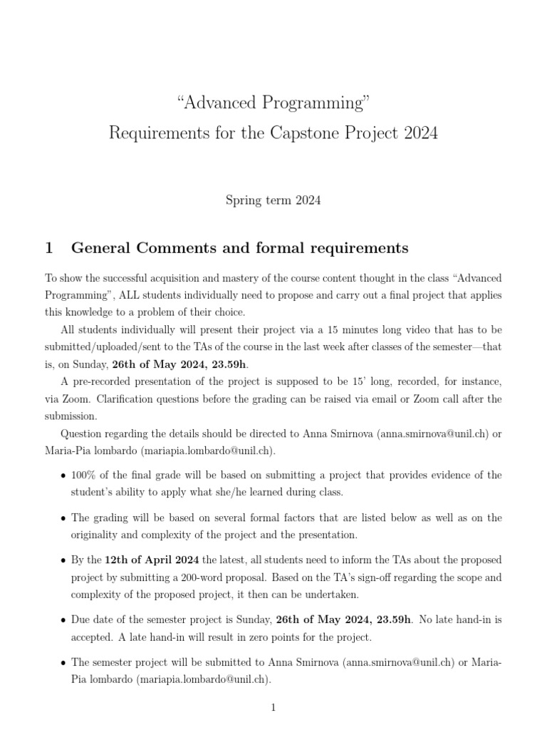 Capstone Project Guidelines 2024 | PDF | Information Technology | Computing