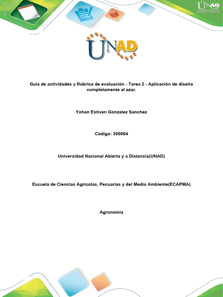Tarea 2-Aplicación de Diseños Completamente Al Azar. | PDF ...