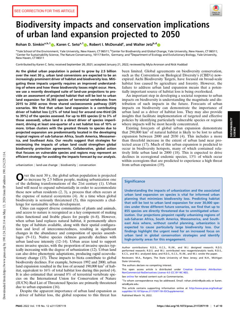 Simkin Et Al 2022 Biodiversity Impacts and Conservation Implications of ...