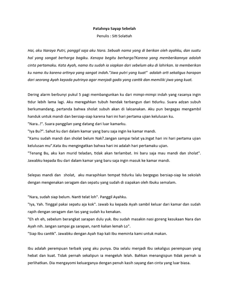 Patah Sayap Sebelah Nara | PDF