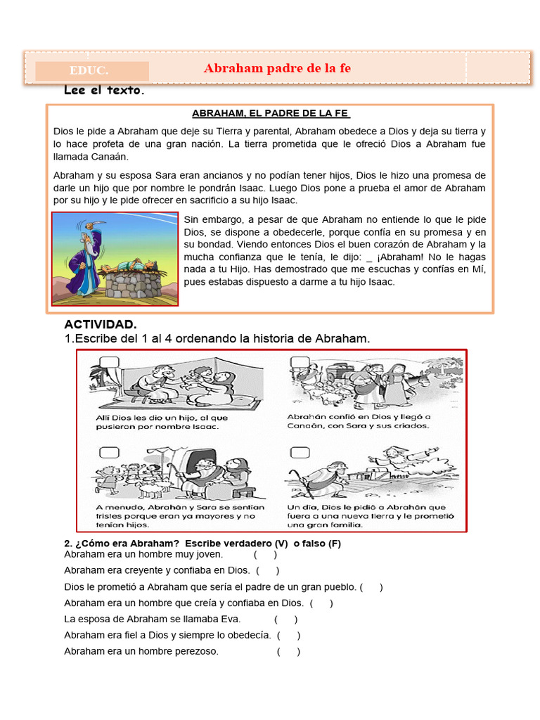 FICHA Abraham Padre de La Fe | PDF