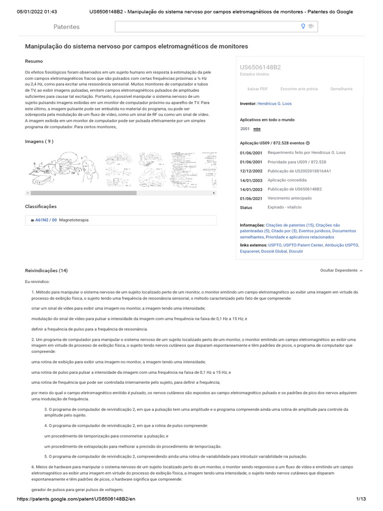 US6506148B2 - Manipulação Do Sistema Nervoso Por Campos ...