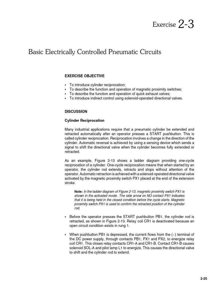 Basic Electrically Controlled Pneumatic Circuits | Download Free PDF ...