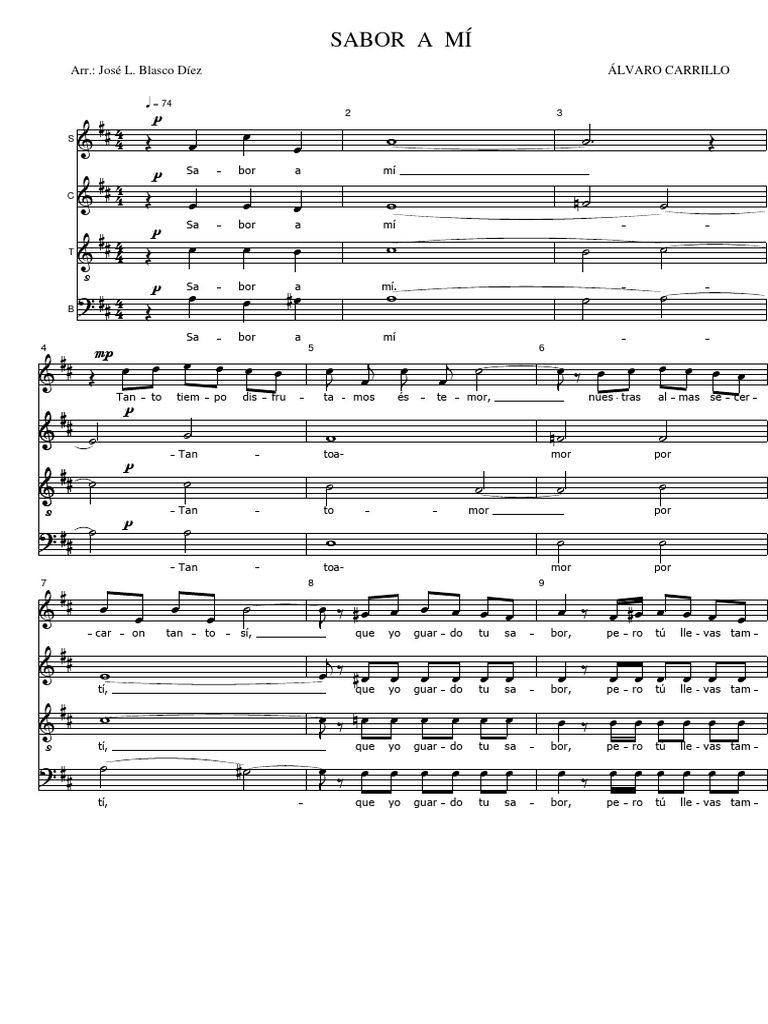 Carrillo, Alvaro - Sabor A Mi - Satb | PDF