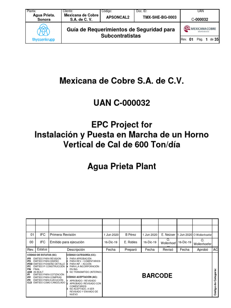 TMX-SHE-BG-0003 Requerimientos para Subcontratistas OSH Proyecto ...