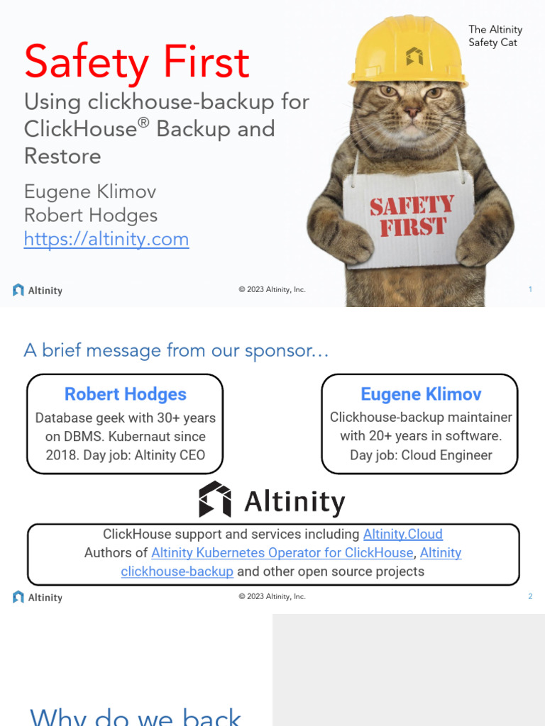 Safety First Using Clickhouse Backup For ClickHouse Backup and Restore ... Safety First Using Clickhouse Backup For ClickHouse Backup and Restore ...