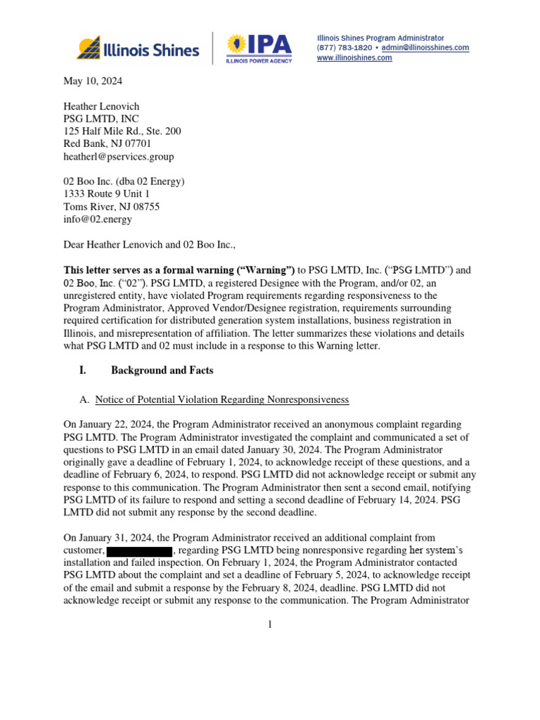 Warning for PSG LMTD Nonresponsiveness | PDF | Consumer Protection ...
