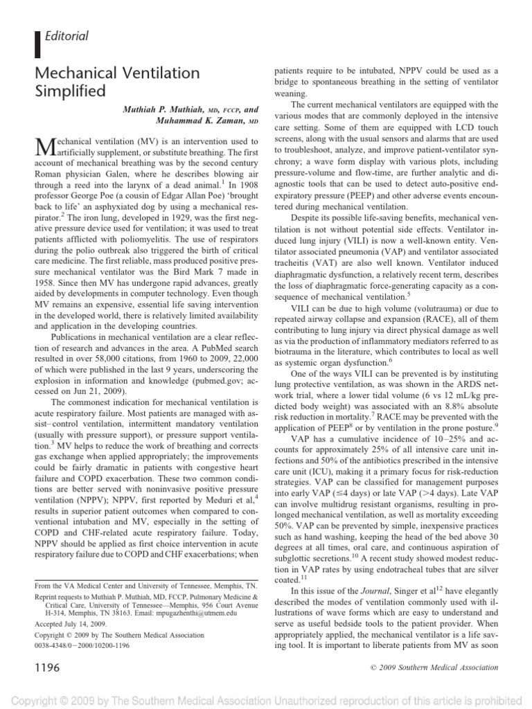 Mechanical ventilation simplified | PDF | Intensive Care Medicine ...
