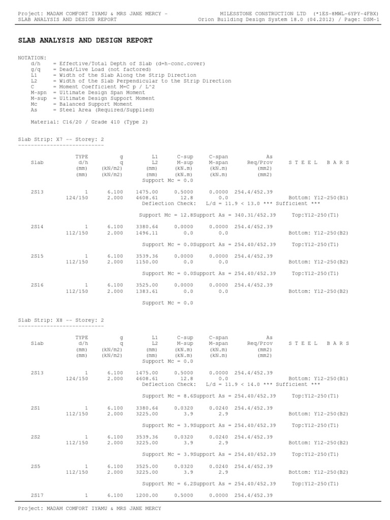 Slab Analysis and Design Report | PDF | Structural Engineering ...
