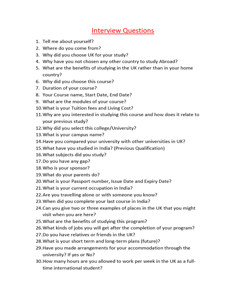 UK Interview Questions | PDF
