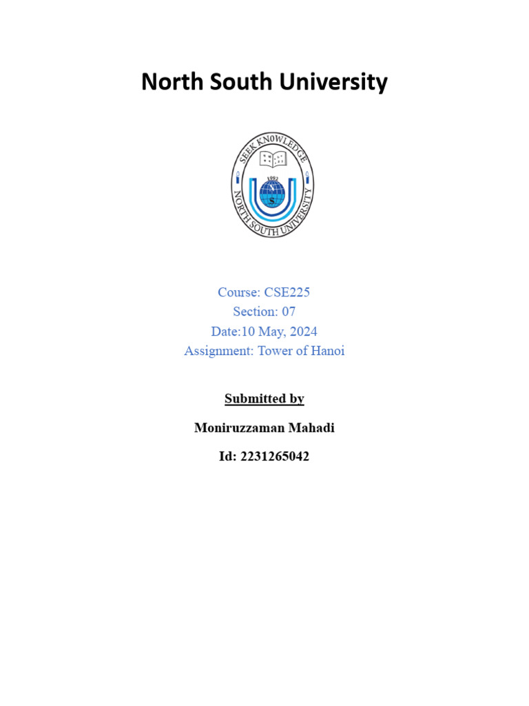 Tower of Hanoi Assignment | PDF