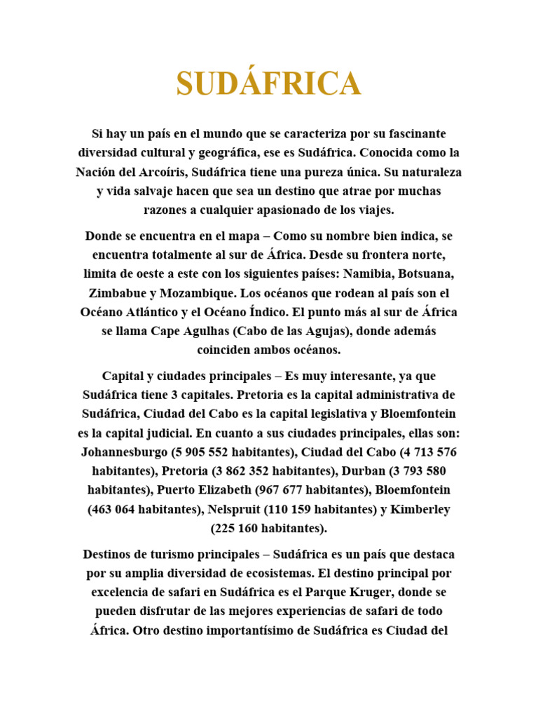 Sudáfrica Pdf Sudáfrica