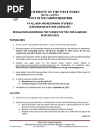 UWI Mona 2025-2026 Miscellaneous Fees | PDF