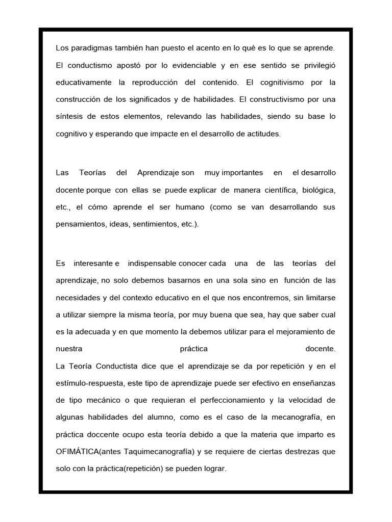 Los Paradigmas También Han Puesto El Acento en Lo Qué Es Lo Que Se Aprende | PDF | Aprendizaje ...