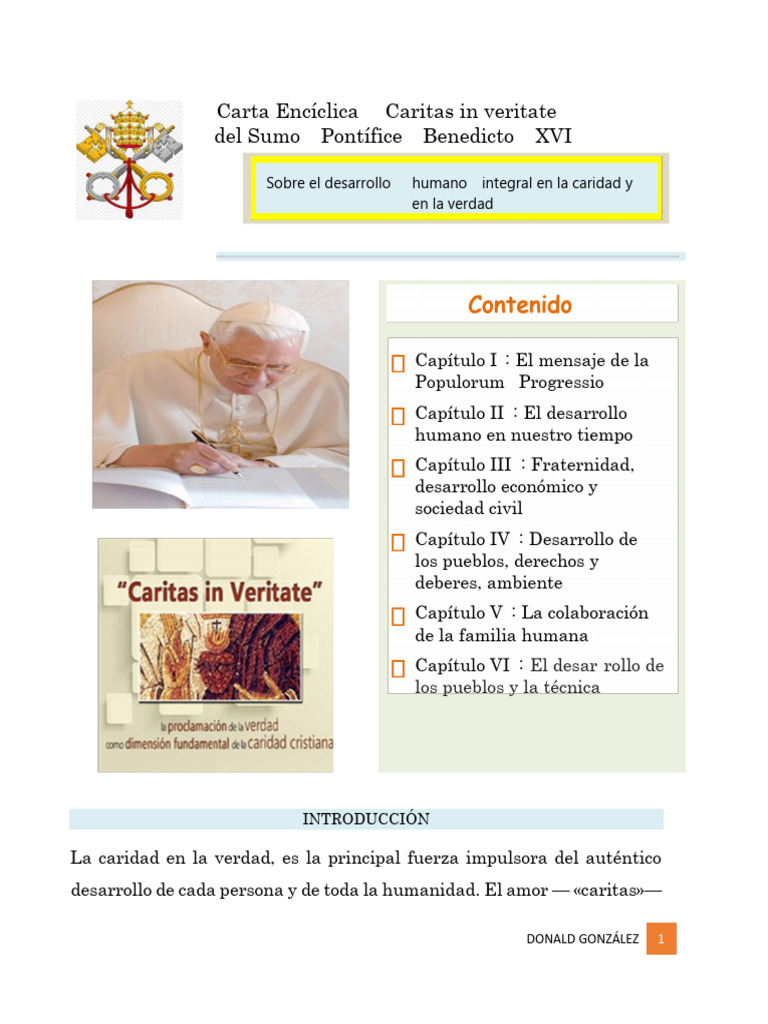 Caritas in Veritati | PDF | Amor | Creencia religiosa y doctrina