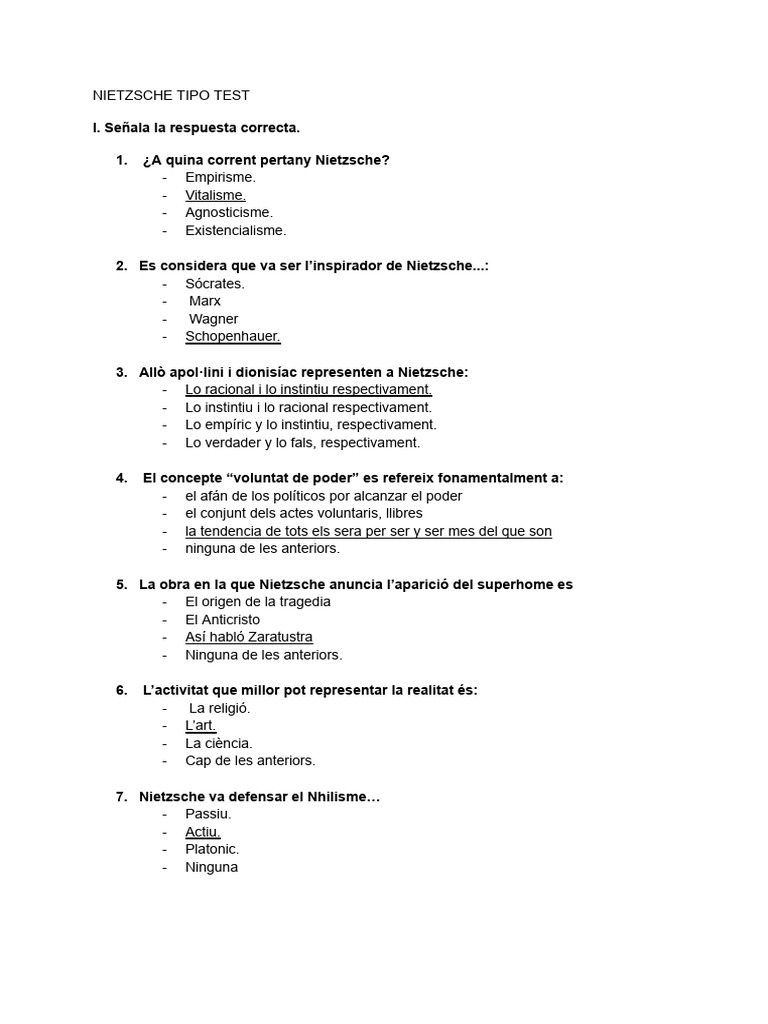Nietzsche Tipo Test | PDF