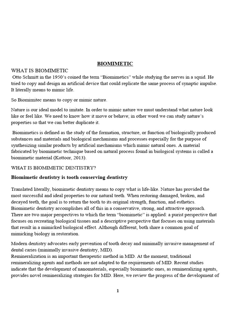Biomimetic Dentistry Explained | PDF | Tooth Enamel