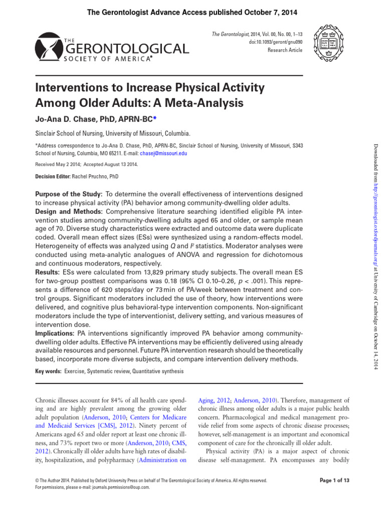 Chase 2014 Meta Analysis | PDF | Meta Analysis | Research Methods