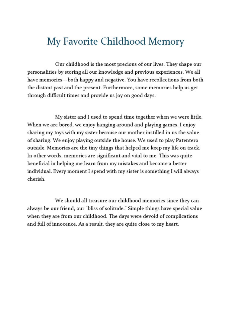My Favorite Childhood Memory 1 | PDF