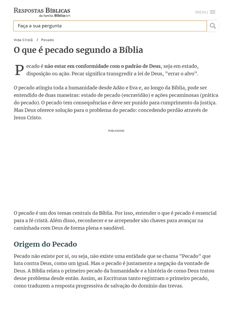 O Que é Pecado Segundo A Bíblia Respostas Bíblicas Pdf Pecado Jesus