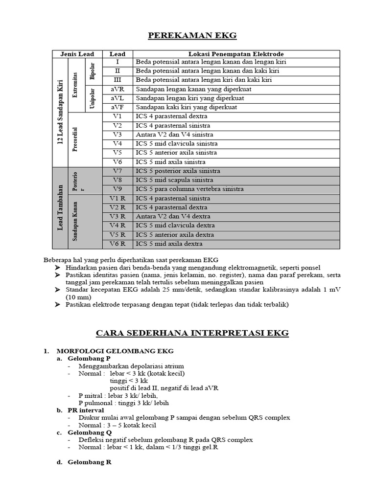 Cara Sederhana Interpretasi Ekg | PDF