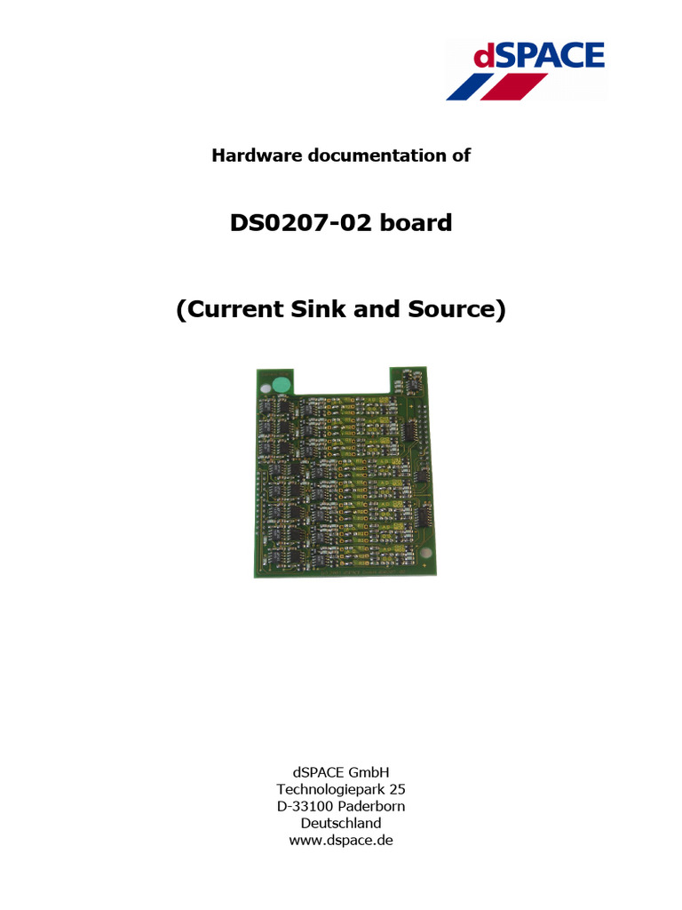 dSPACE DS0207-02 Current Sink Guide | PDF | Resistor | Logic Gate
